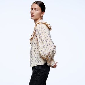 Zara | Tops | Zara Ruffle Blouse Floral Print New With Tag | Poshmark